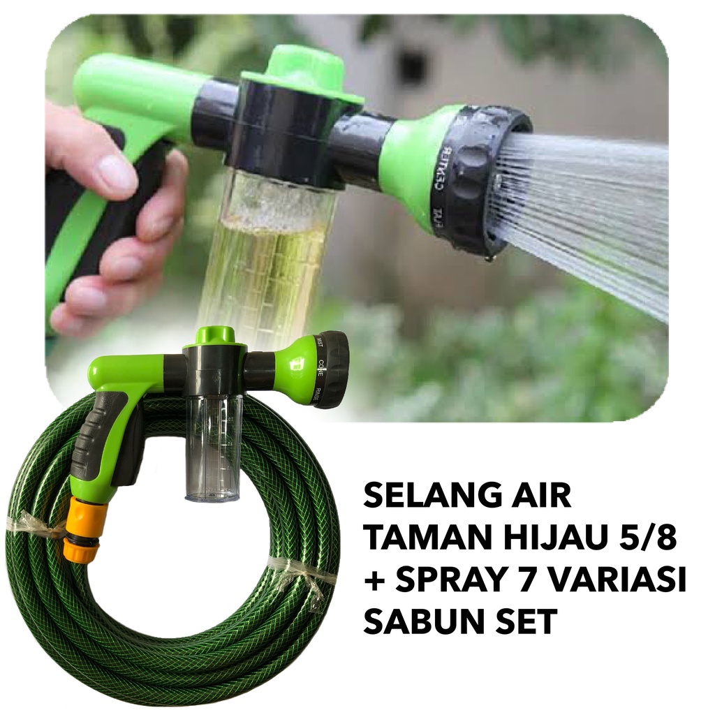 Jual SELANG AIR TAMAN HIJAU 5/8 + SPRAY 7 VARIASI SABUN SET | Shopee ...
