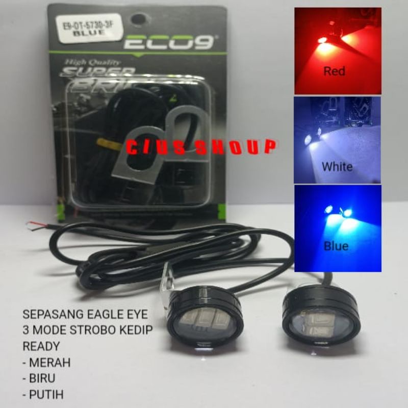 Jual NINE ECO9 MATA ELANG EAGLE EYE 3 MODE STROBO KEDIP DENGAN BREKET SPION WATERPROOF | Shopee ...