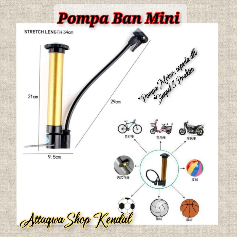 Jual Pompa Ban Mini Portable Serbaguna / Pompa Motor Sepeda (Bisa COD ...