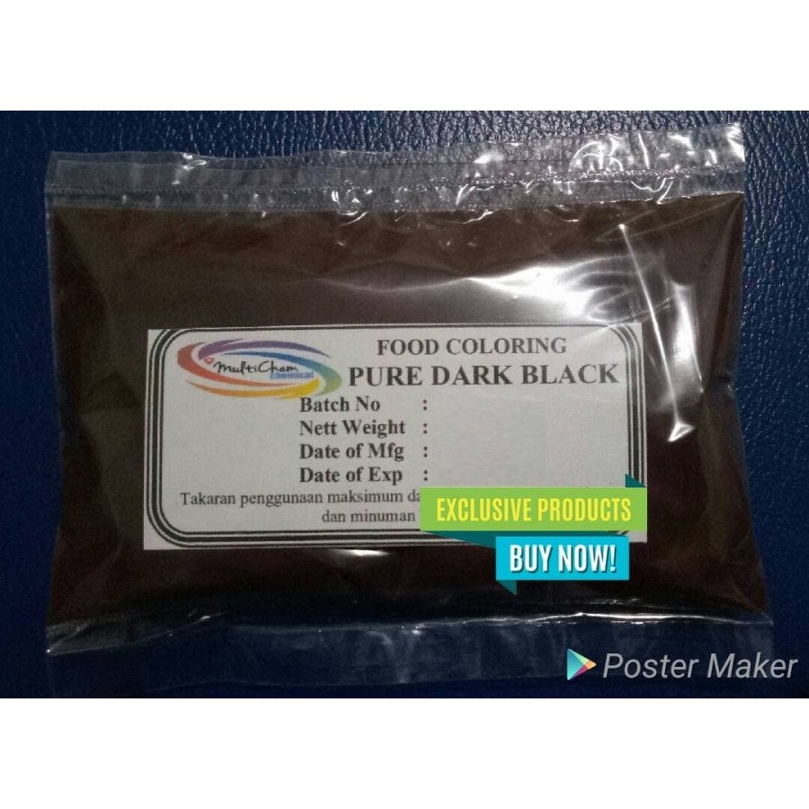 Jual PEWARNA MAKANAN FOOD GRADE PURE DARK BLACK / HITAM. || 1 kg ...