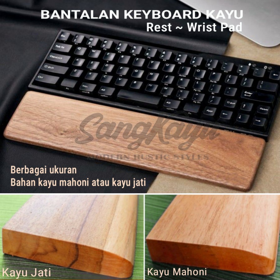 Jual SangKayu Wooden Wrist Rest For Keyboard Sandaran Tangan Keyboard ...