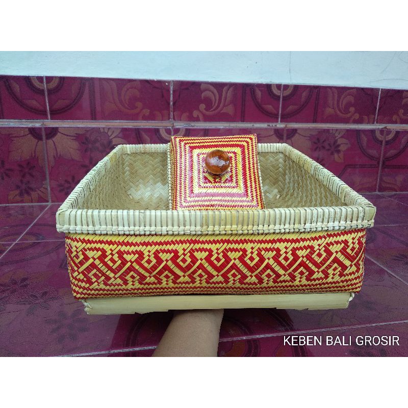 Jual Kepe Sibeh 27cm / Bokor Bali / Bokor Bambu Kotak / Bokor Kondangan | Shopee Indonesia
