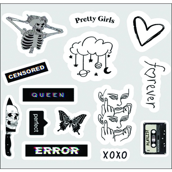 Jual [Black Series] MINI Black Sticker Aesthetic | Sticker Case Sticker ...