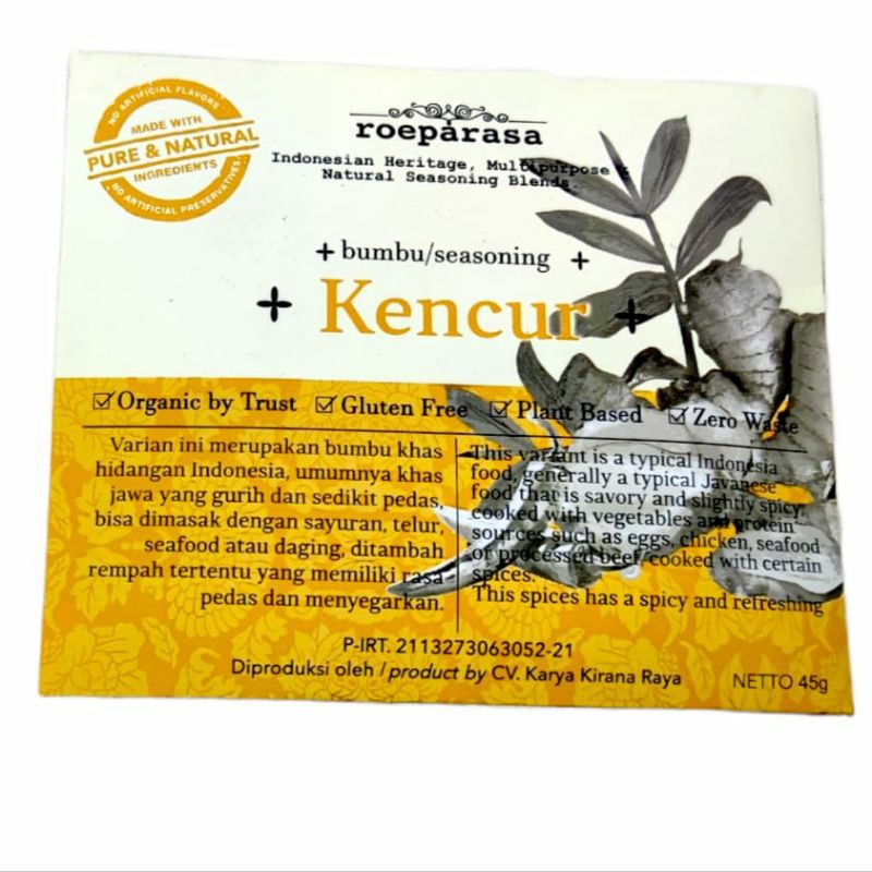 Jual bumbu kencur roeparasa 45 gr | Shopee Indonesia