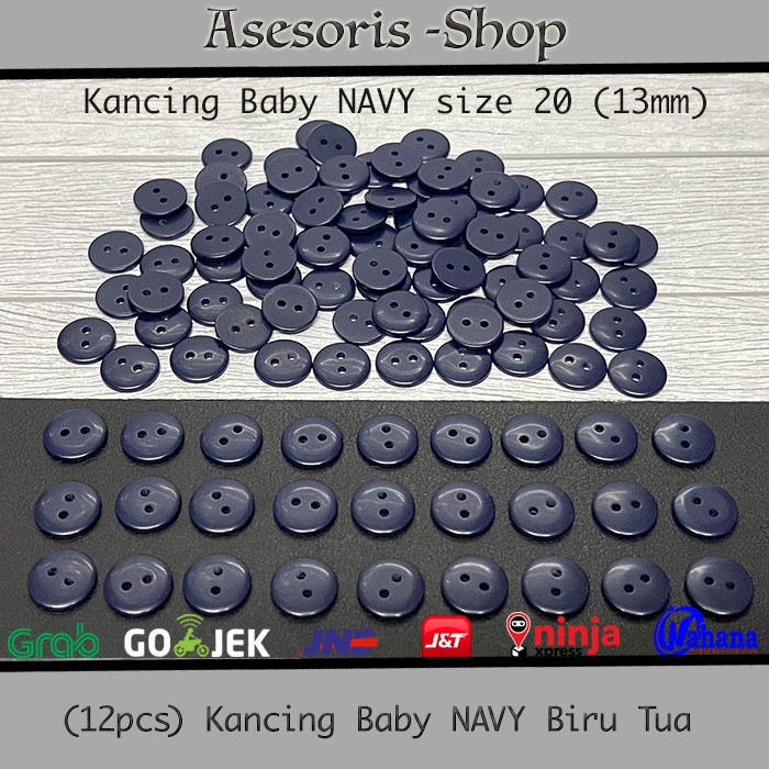 Jual 12pcs Kancing NAVY Baby | Kancing Warna Baju 2 Lubang Size 20 (13 ...