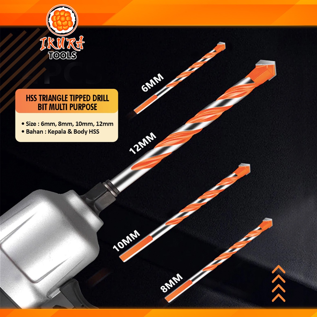 Jual Ikura Tools Mata Bor Besi Kaca Keramik Tembok Beton Kayu Plastik ...