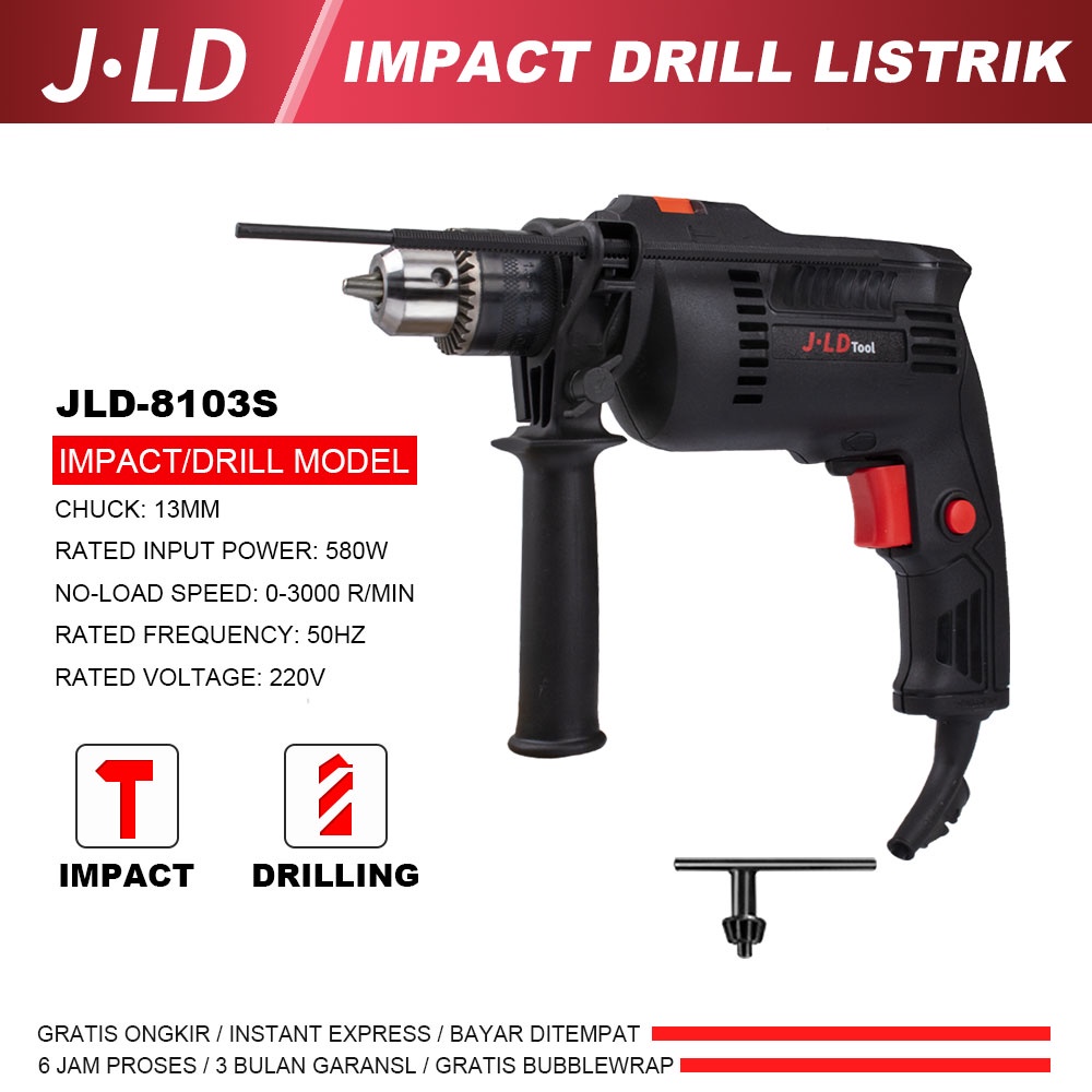 Jual JLD 13mm bor tangan listrik 580W Mesin Bor beton impact bor murah ...