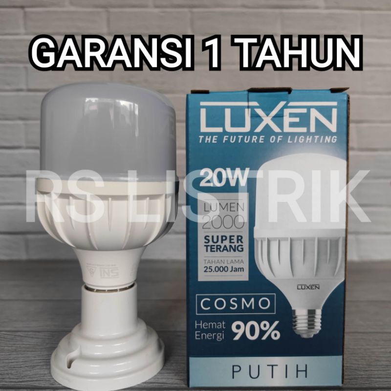 Jual LUXEN COSMO LAMPU BOHLAM LED BULB 20W 20 WATT PUTIH 6500K COOL DAYLIGHT CAPSULE TABUNG ...