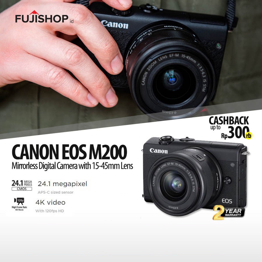 Jual Canon EOS M200 Kit 15-45mm IS STM Canon M200 Garansi Resmi ...