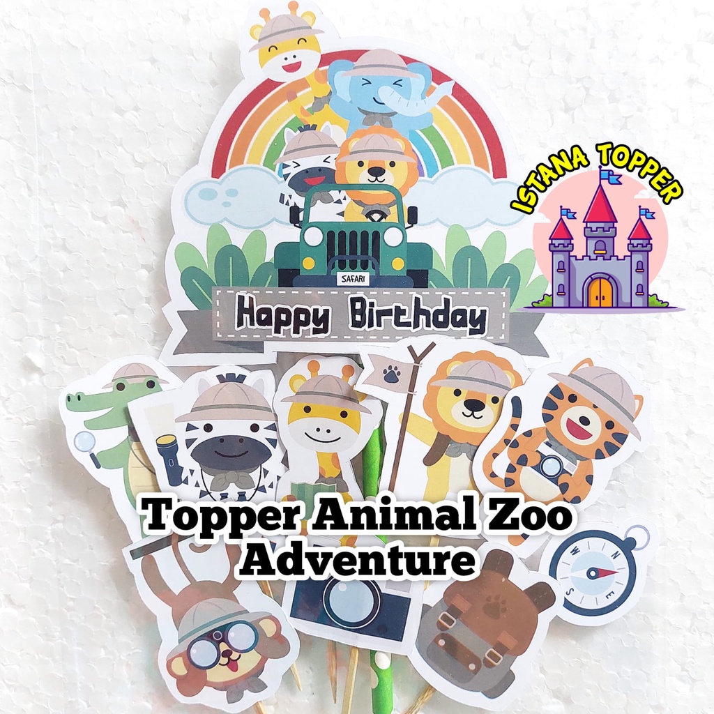 Jual Topper Cake Ultah Animal Zoo Adventure / Topper Zoo/ Topper Animal ...