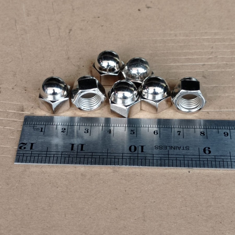 Jual MUR TOPI M10 NIKEL KUNCI 14 PITCH DRAT 1.25 HALUS BLIND CAP NUT ...