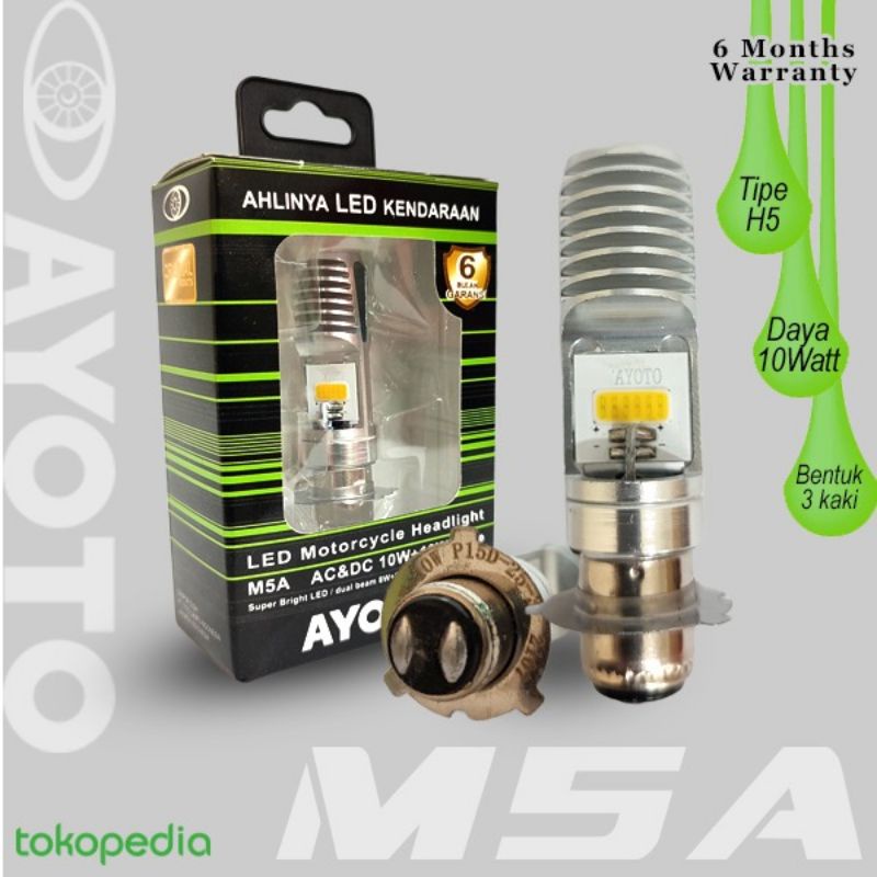 Jual (Kaki3) Lampu Led Depan motor Ayoto M5A AC/DC PUTIH supra x/gl/mega pro/tiger/scorpio ...