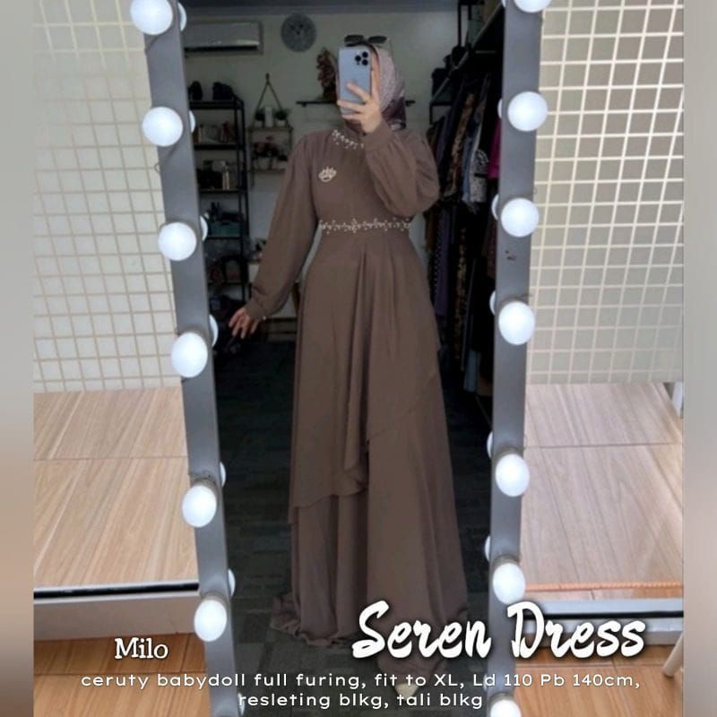 Jual Seren Dress Gamis Kondangan Warna Mocca Milo Ceruty Babydoll ...