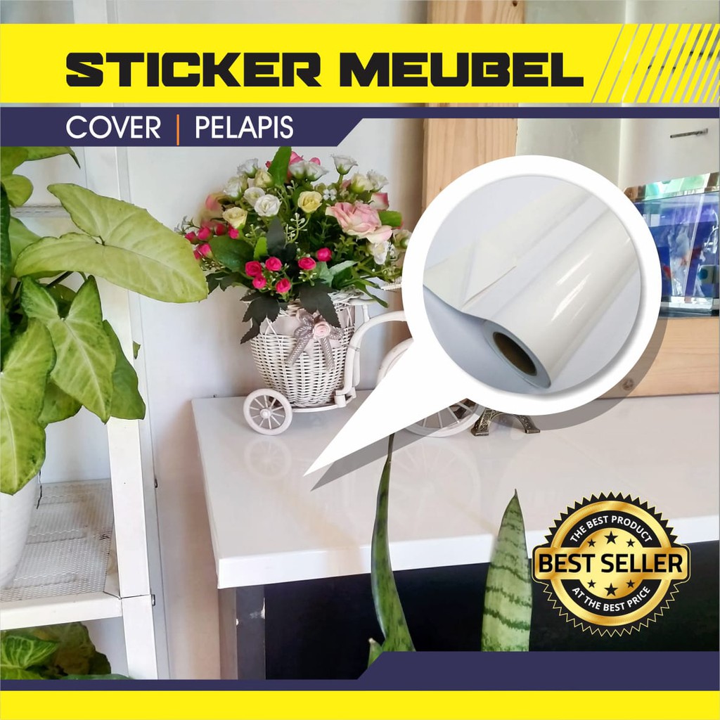 Jual STICKER LEMARI MEJA FURNITURE MEUBEL STICKER WHITE GLOSSY STIKER ...