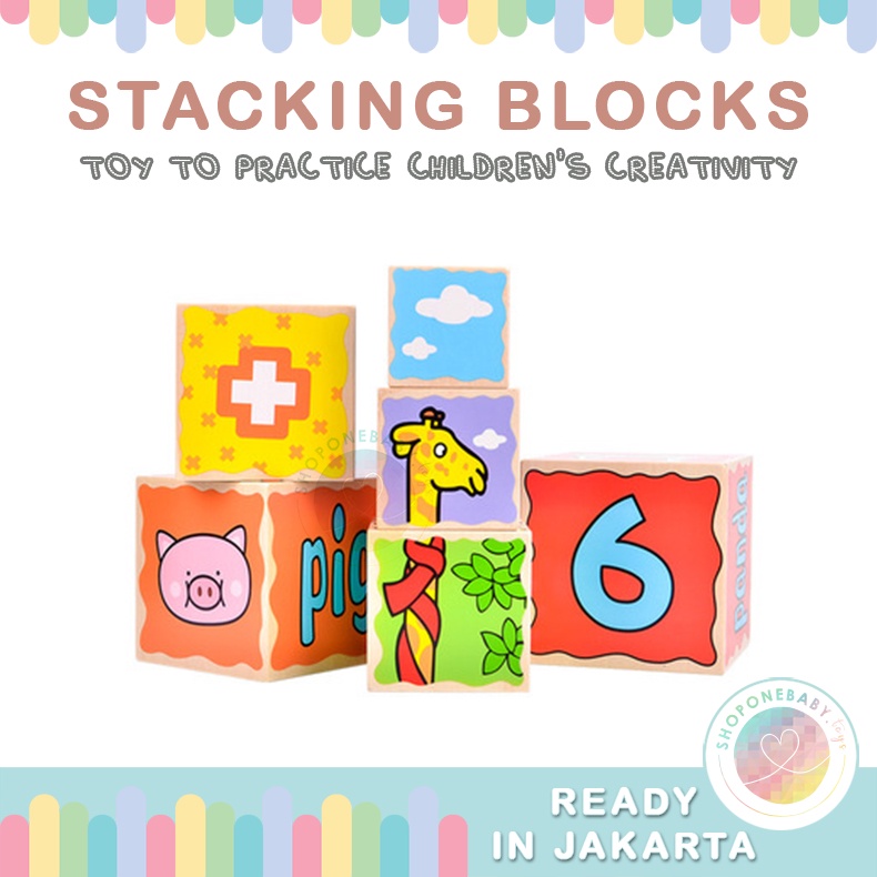 Jual JKT Mainan Tumpuk Kayu Balok Anak Belajar Mengeja Angka Nama Hewan ...