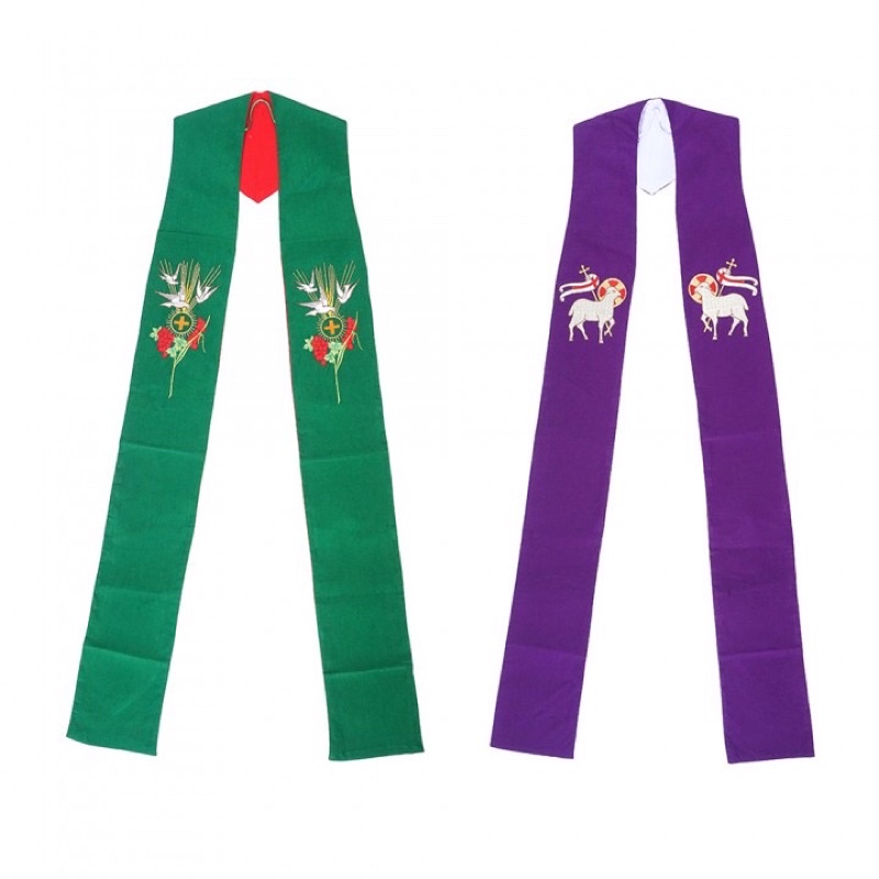 Jual Stola Pendeta Pelayan Stola Gereja Kristen Bordir 2 Warna Bolak ...