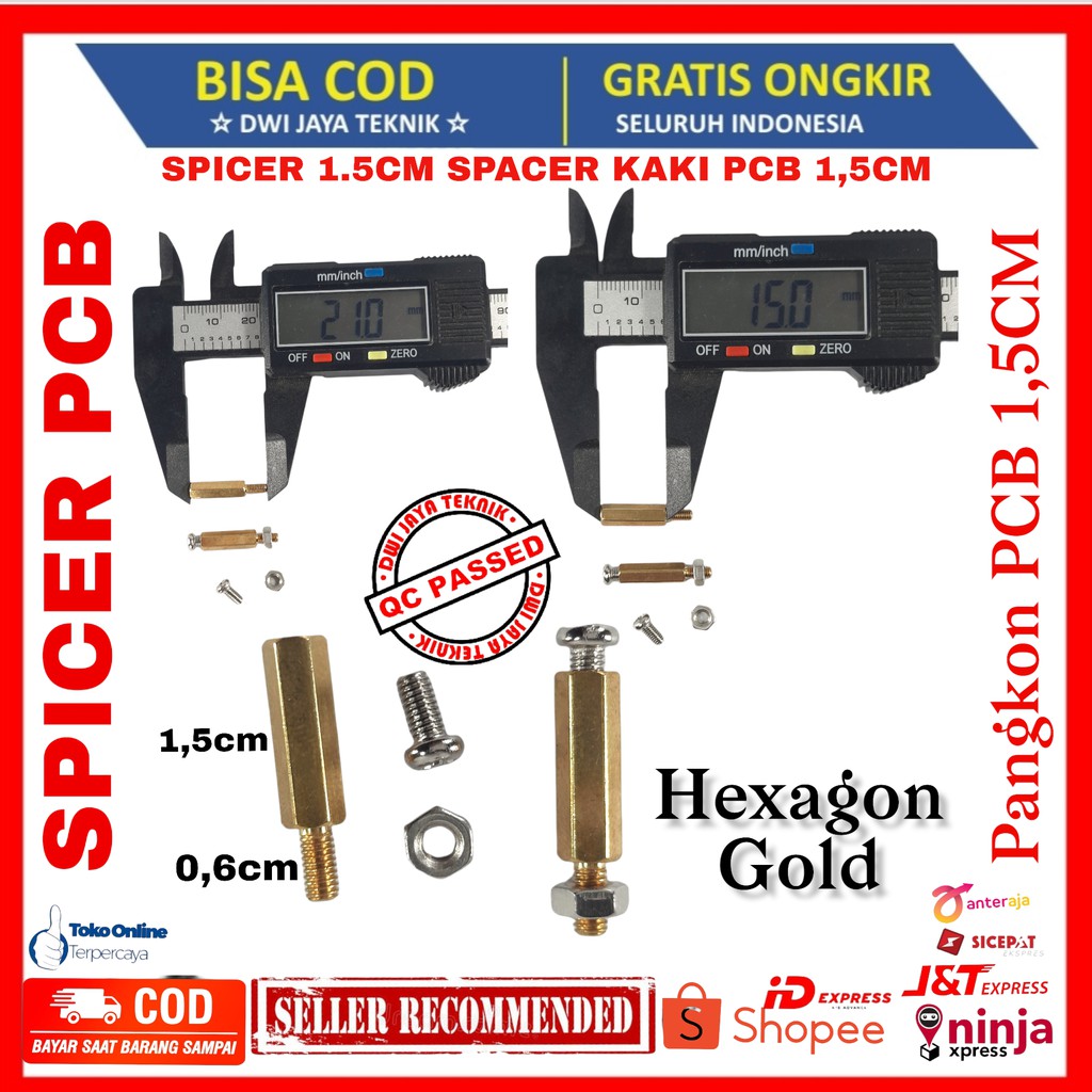 Jual SPICER SPACER PCB BESI 1.5 CM spicer dudukan pcb 1.5cm | Shopee Indonesia