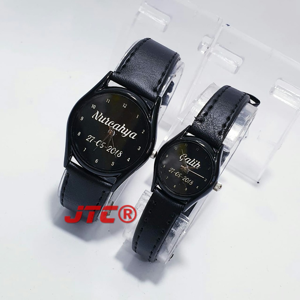 Jual Jam Tangan Couple Custom Kulit Costum Nama Foto Tulisan | Shopee ...