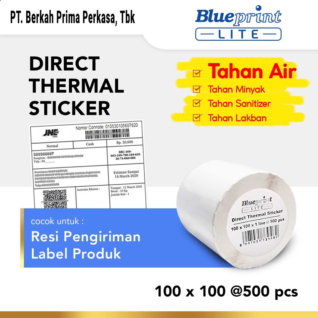 Jual Direct Thermal Sticker 100 x 100 BLUEPRINT Lite Kertas Stiker ...
