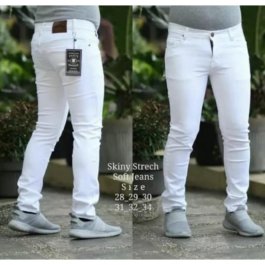 Jual Tofu Fashion Celana Jeans Pria Panjang Putih Celana Jeans Pensil ...