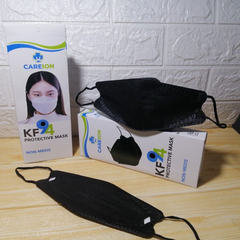 Jual MASKER KF94 4ply HITAM CAREION Protektive Mask Bahan Lembut 10pcs ...