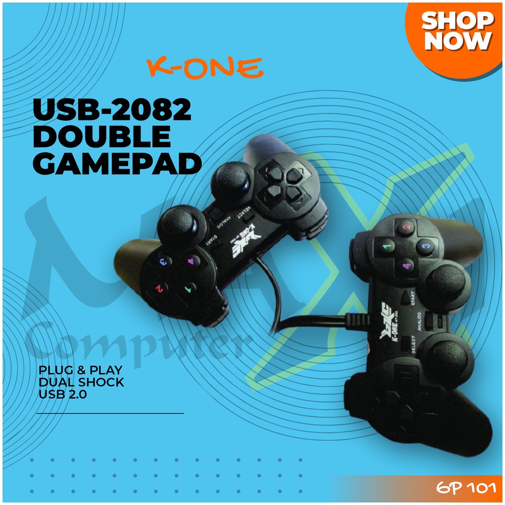 Jual K-One USB-2082 PC Dual Shock Double Controller Black Joystick ...
