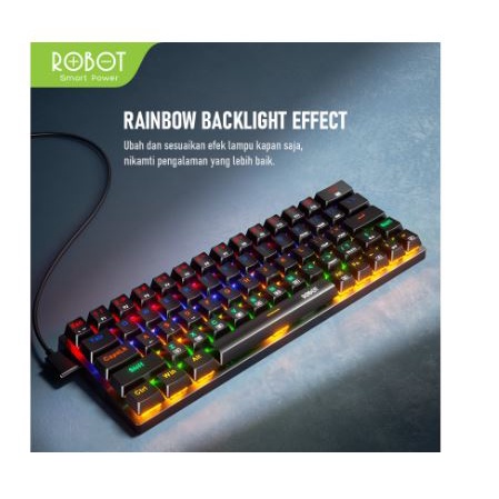 Jual Keyboard gaming mechanical robot wired usb type-c 63 keys 60% tkl ...
