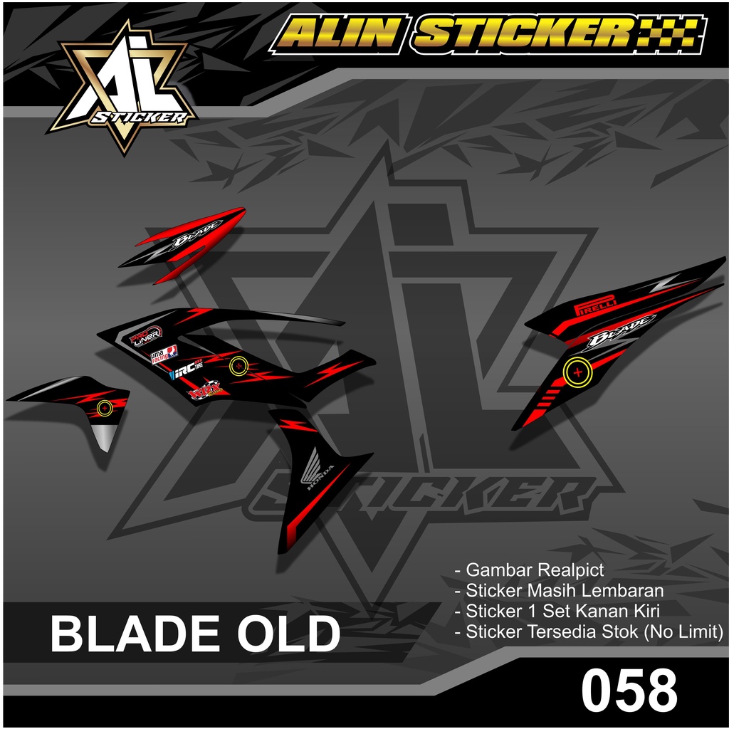 Jual 058 striping sticker HONDA BLADE OLD RACING SEMI FULL DESAIN LIS ...