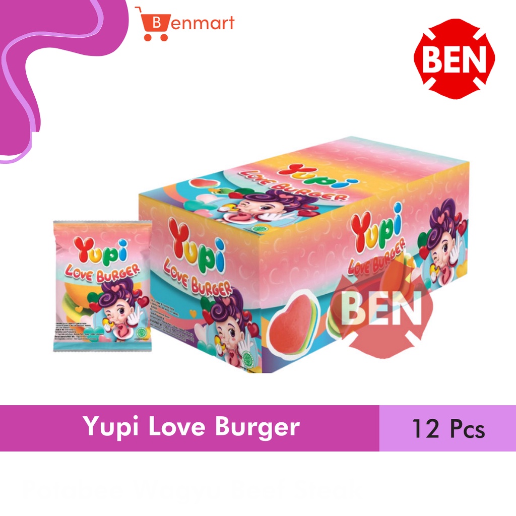 Jual Yupi LOVE BURGER 1 Pak Box 12 Pcs - Permen Jelly Pink Murah ...