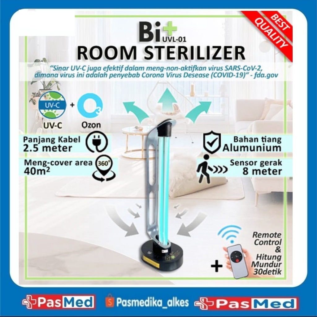 Jual PASMED | Bi+ UV LAMP STERILIZER Sterilisasi Ruangan Sensor Gerak Remote Control | Shopee ...