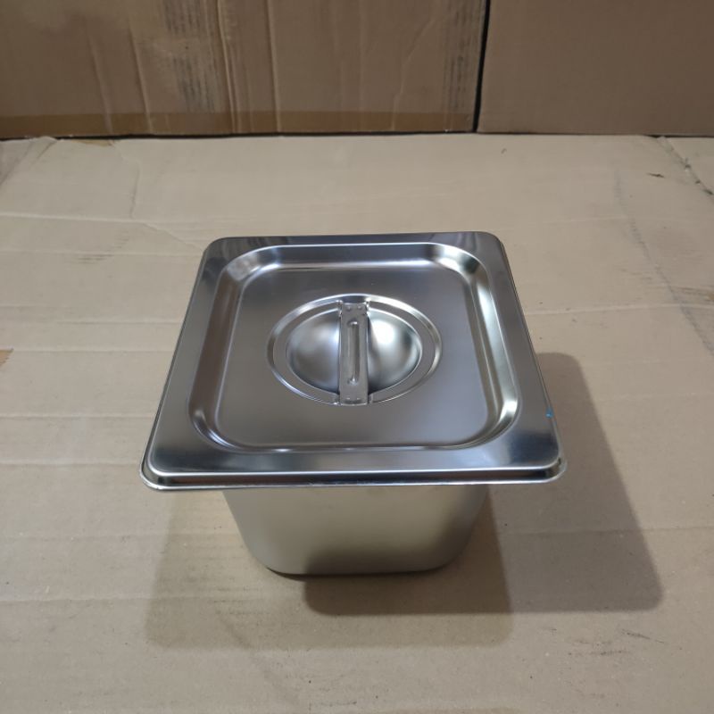 Jual Food Pan Stainless + Tutup 1/6 x 10cm (17,6 x 16,2 x 10cm ...