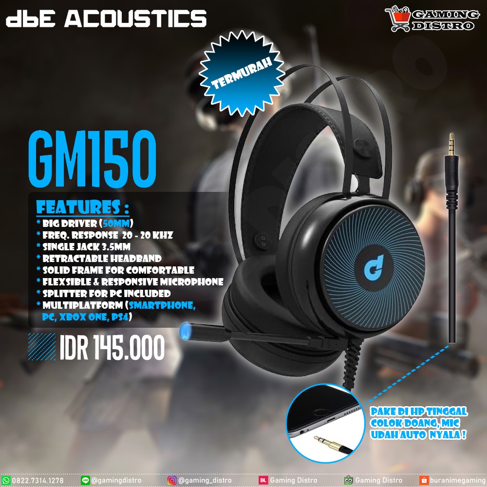 Jual Headset Gaming dbE GM150 - dbE acoustics GM150 with Jack 3.5mm ...