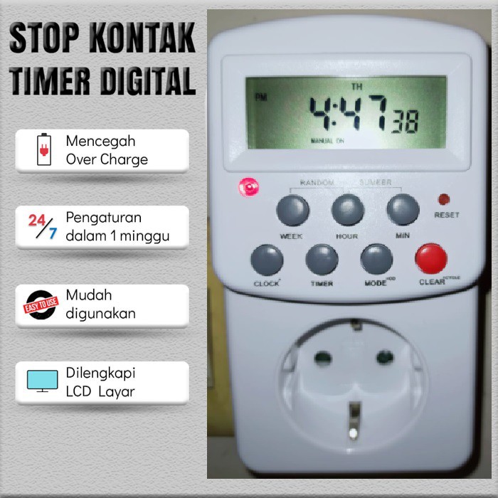 Jual Stop Kontak Manual Timer Digital Colokan Listrik Otomatis Original ...