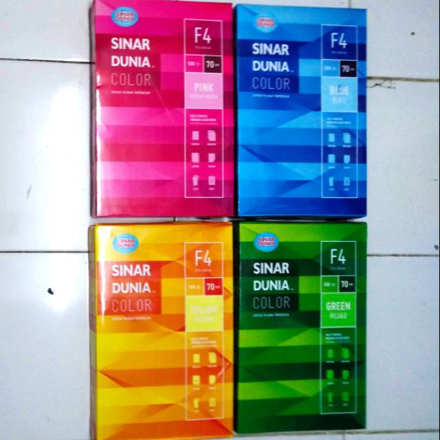 Jual Kertas HVS F4 70 gram SINAR DUNIA WARNA COLOR SIDU 1 rim 500 ...