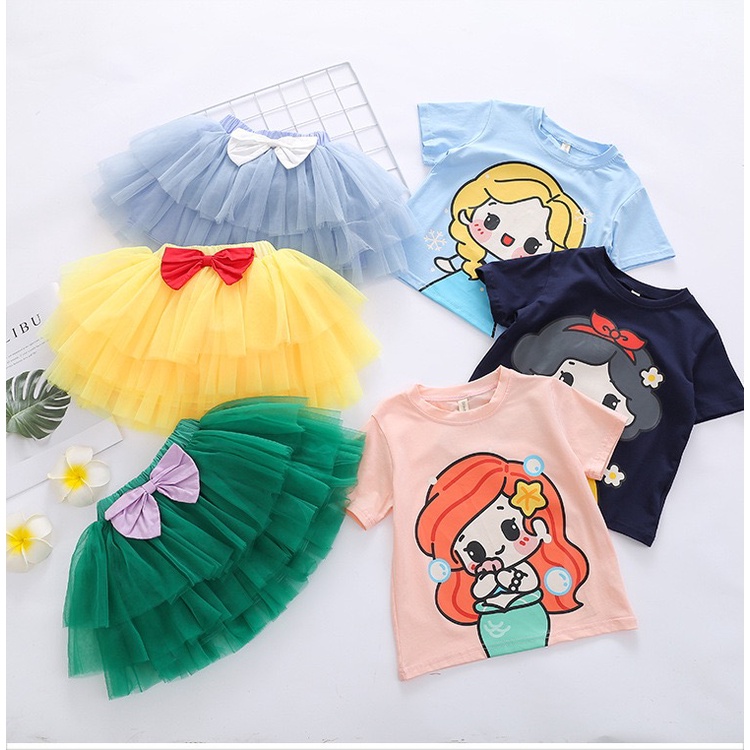 Jual BAJU SETELAN ANAK TUTU 1 SET BAJU DAN ROK TUTU DISNEY PRINCESS ...