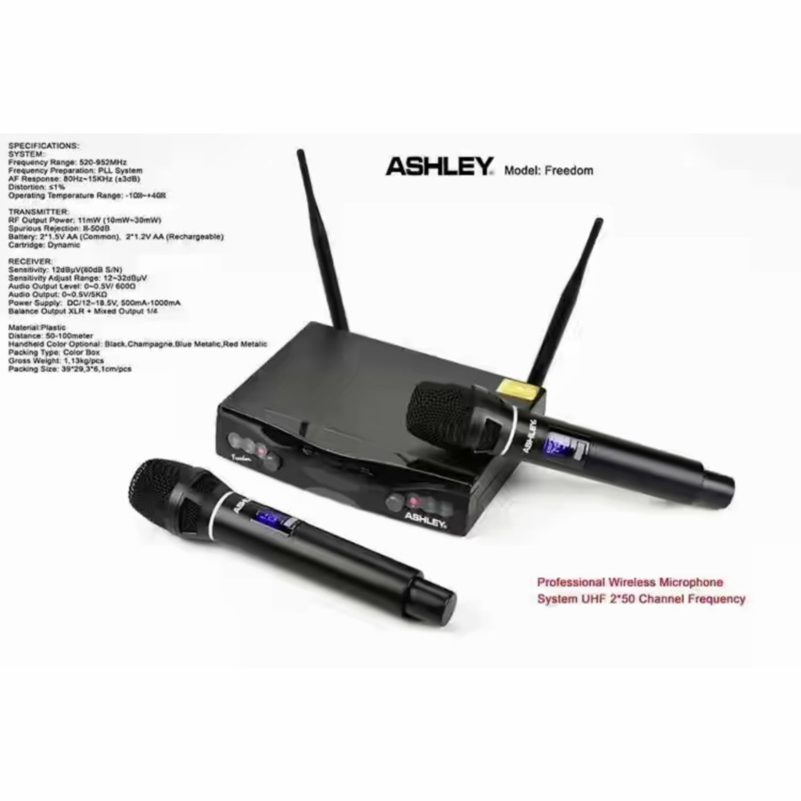 Jual Mic Wireless Ashley Freedom Original Dual Microphone Handle ...