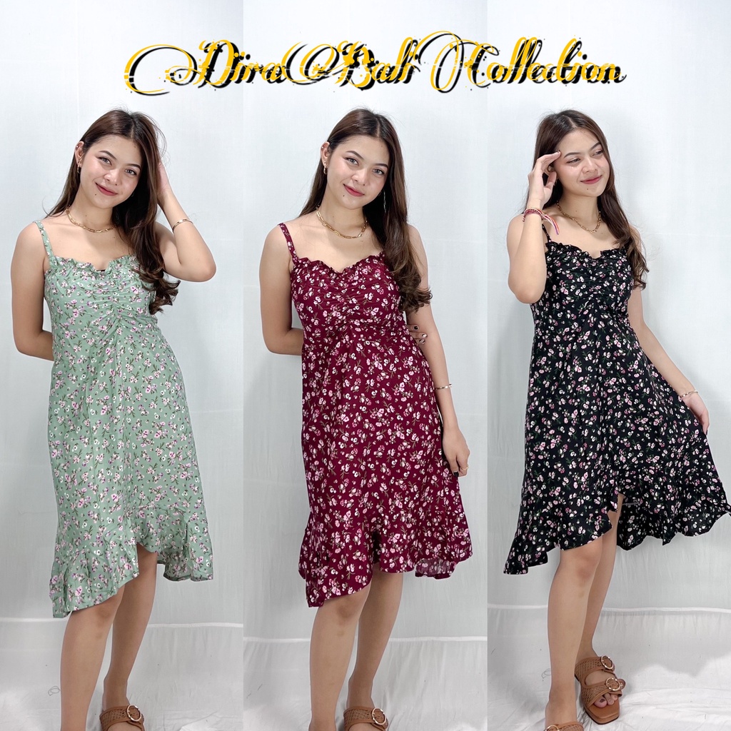 Jual MIDI DRESS MOTIF BUNGA SOKA BALI | Shopee Indonesia