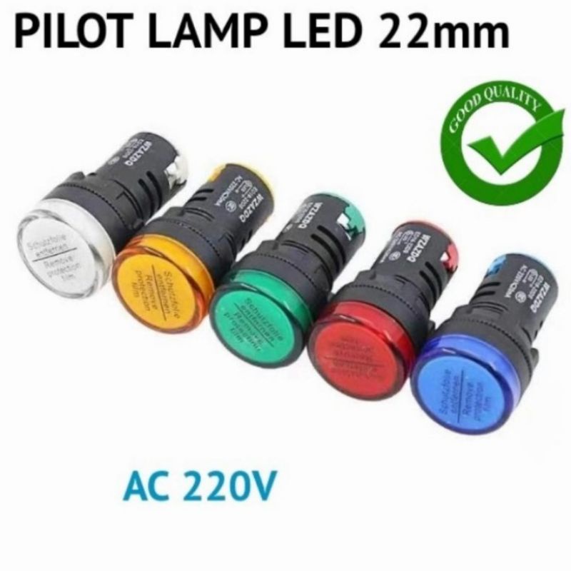Jual Pilot Lamp LED 22mm 22 mm 220V AC Lampu Indikator Box Panel ...