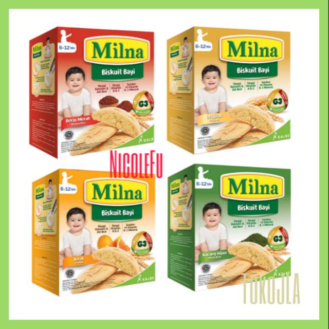 Jual MILNA Biskuit Bayi Box 130gr ( ada 4 varian) | Shopee Indonesia