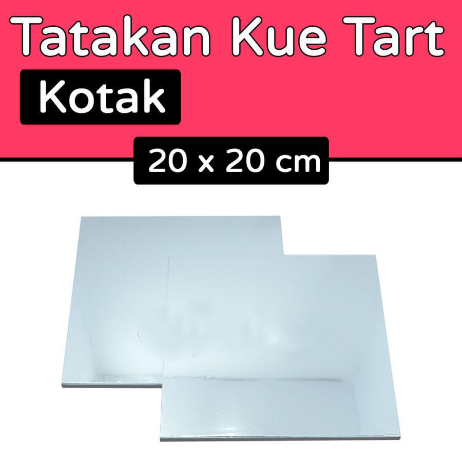 Jual Tatakan Alas Kue Cake Board Kotak Segi Empat Silver 20x20 dan ...