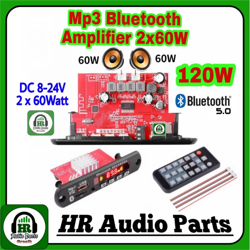 Jual Mp3 Bluetooth 5.0 Plus Amplifier 2 x 60W DC 8V - 24V 2*60W 120W ...