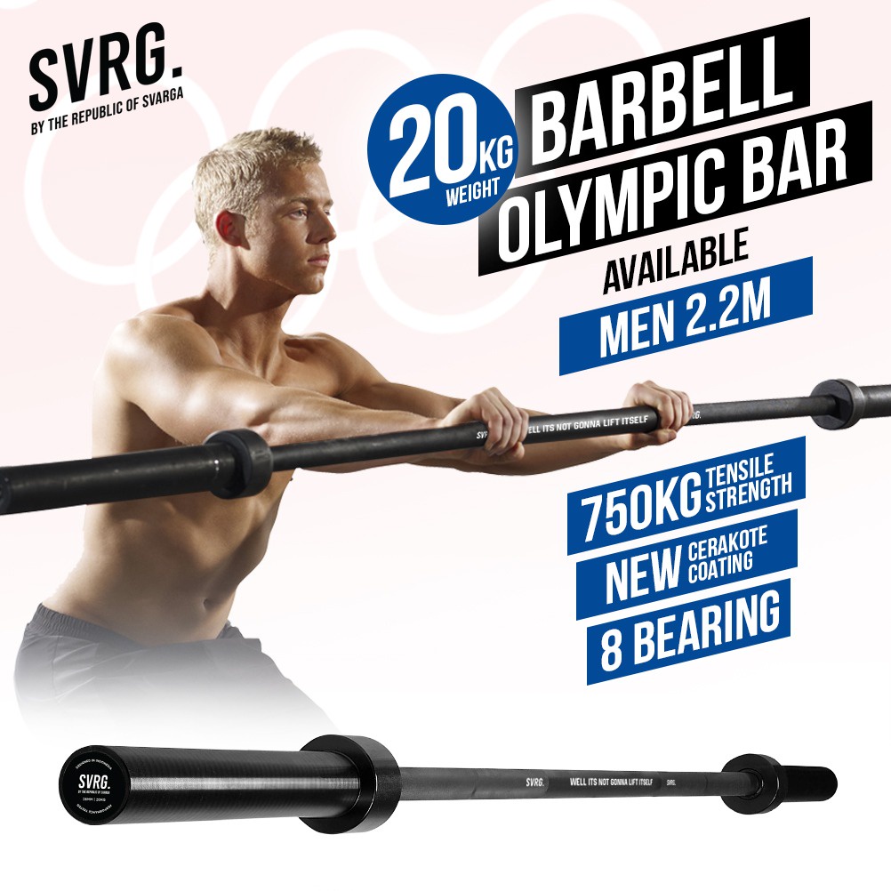 Jual Svarga Barbell Olympic Bar 20kg - Cerakote Bar - Men Stick Barbel 2,2m | Shopee Indonesia