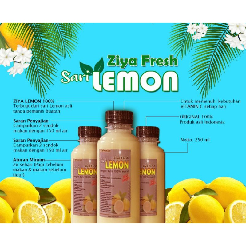 Jual sari lemon ziya fresh 100% asli dengan kemasan botol 250 ml ...