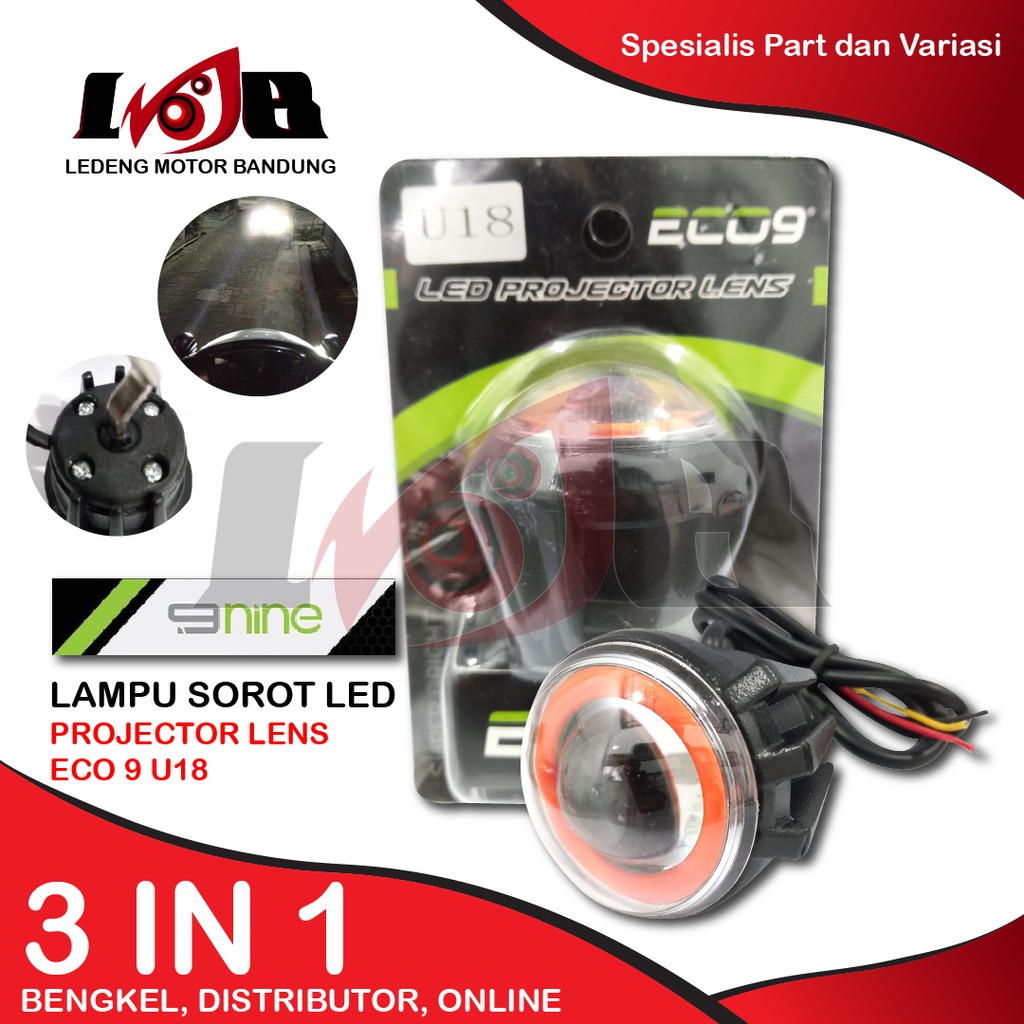 Jual Lampu Sorot Spion U18 Projector Lensa Tembak Angel Eyes Laser LED ...