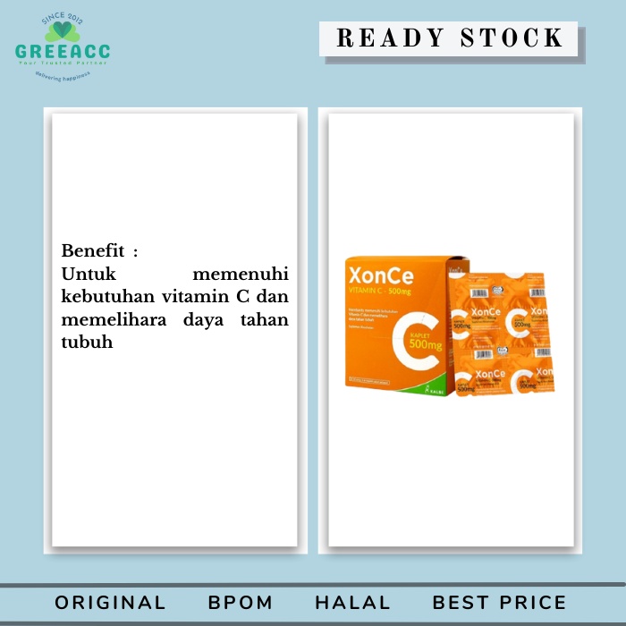 Jual Xonce 500 mg Kaplet isi 60 XON-CE Vitamin Vit C 500mg | Shopee ...