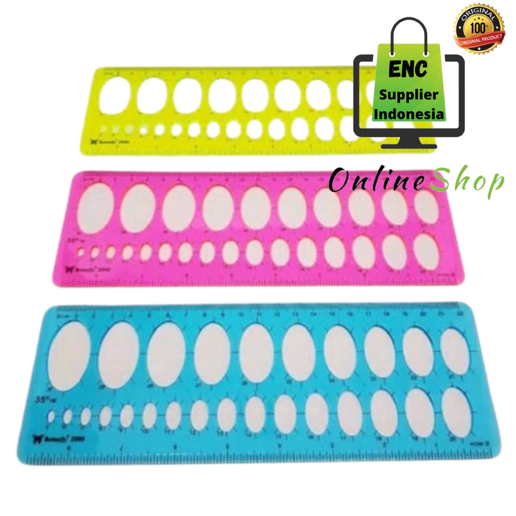 Jual butterfly 1 buah penggaris butterfly ellips 2080 ruler oval elips ...