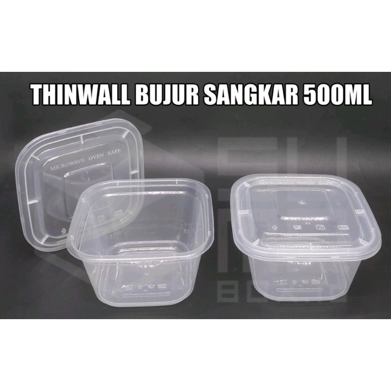 Jual Thinwall KOTAK 150 250 500ml + tutup / wadah plastik box square ...