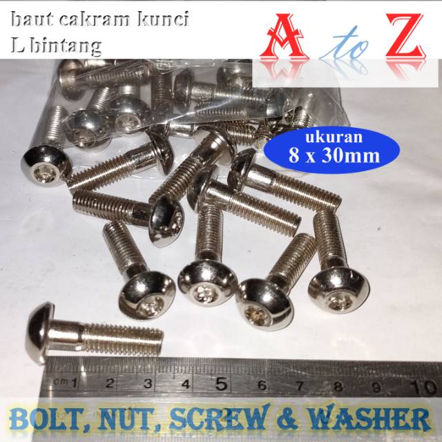 Jual Baut disc cakram L bintang 8 x 30 galvanis/baut piringan cakram ...
