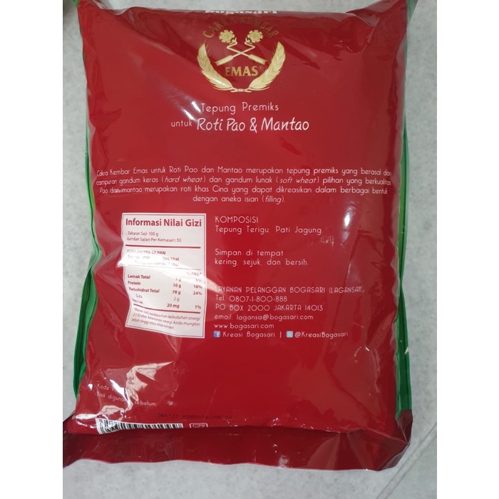 Jual gtg2011bb Tepung Cakra Kembar Emas Roti Pao Dan Mantao 5 Kg Da01D100 | Shopee Indonesia