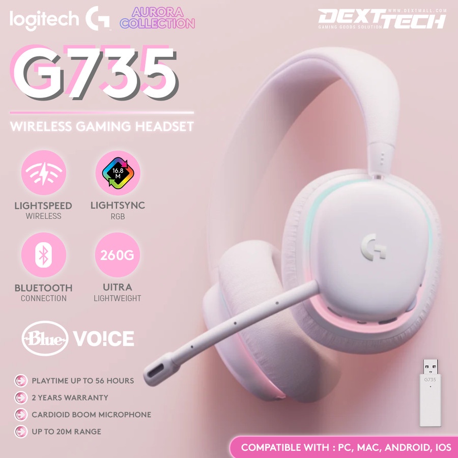 Jual Logitech G735 Aurora Lightspeed Wireless Gaming Headset | Shopee ...